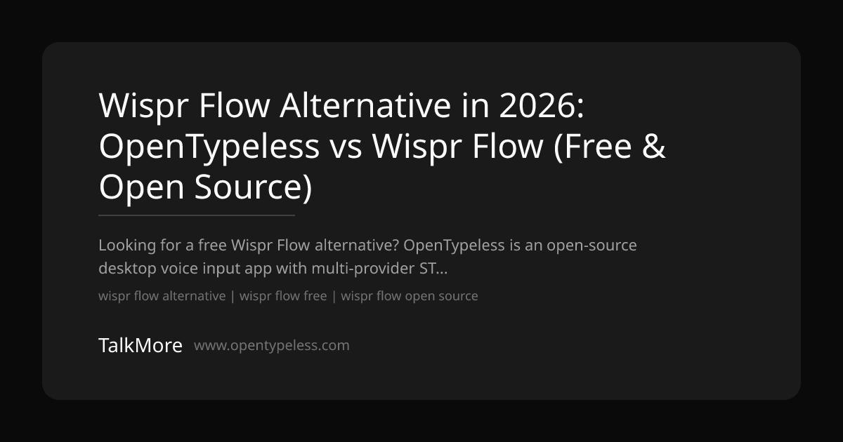 Wispr Flow Alternative in 2026: OpenTypeless vs Wispr Flow (Free & Open ...
